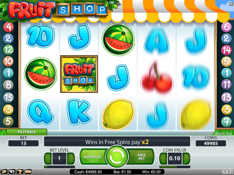Frutas con premio en la slot Fruit Shop | PlayUZU